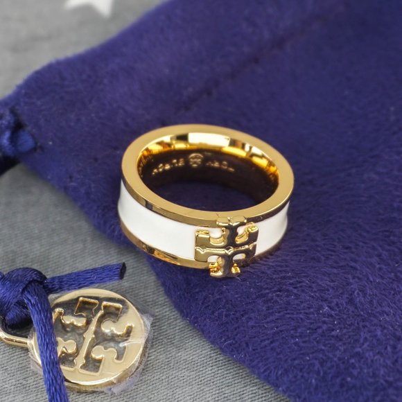 Tory Burch | Jewelry | Tory Burch Kira Enamel Ring In White Brand New With Dust Bag | Poshmark